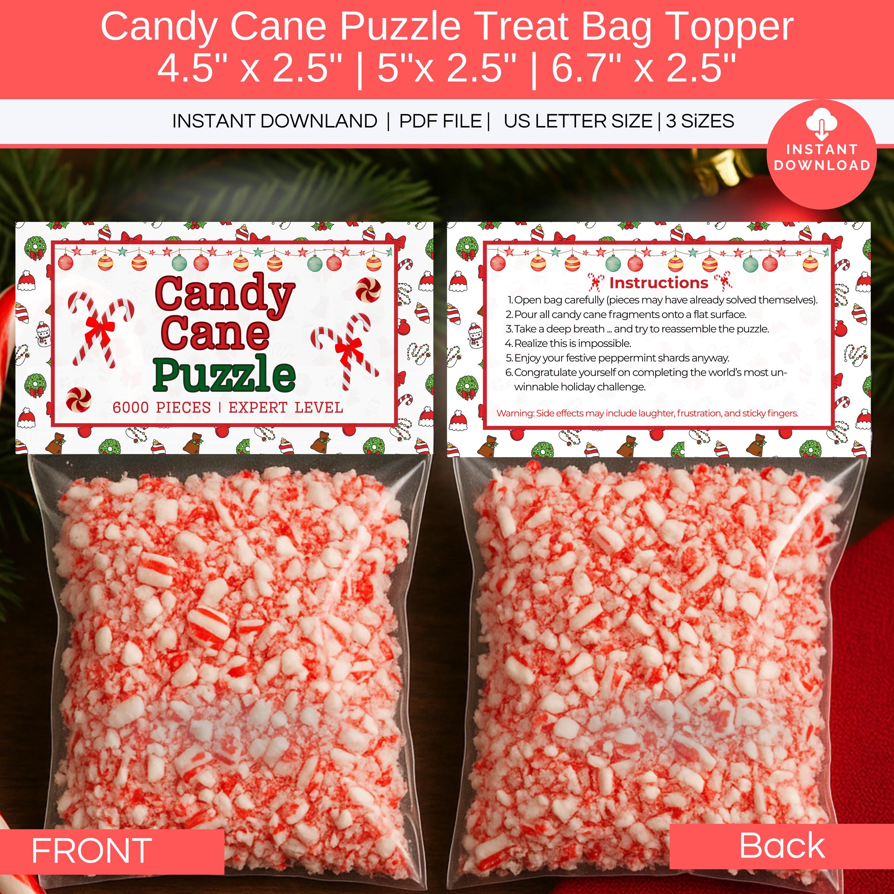 Candy Cane Puzzle Treat Bag Topper Printable, Funny Christmas Gag Gift ...