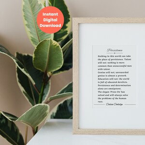 Persistence by Calvin Coolidge Printable Typography Poem Wall Art ...