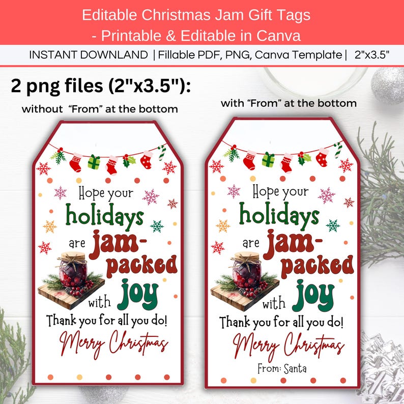 Homemade Jam Gift Basket Tag Printable, Editable Christmas Thank You ...