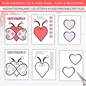 Build a Butterfly Cut and Paste Valentines Day Craft Printable, Kid ...