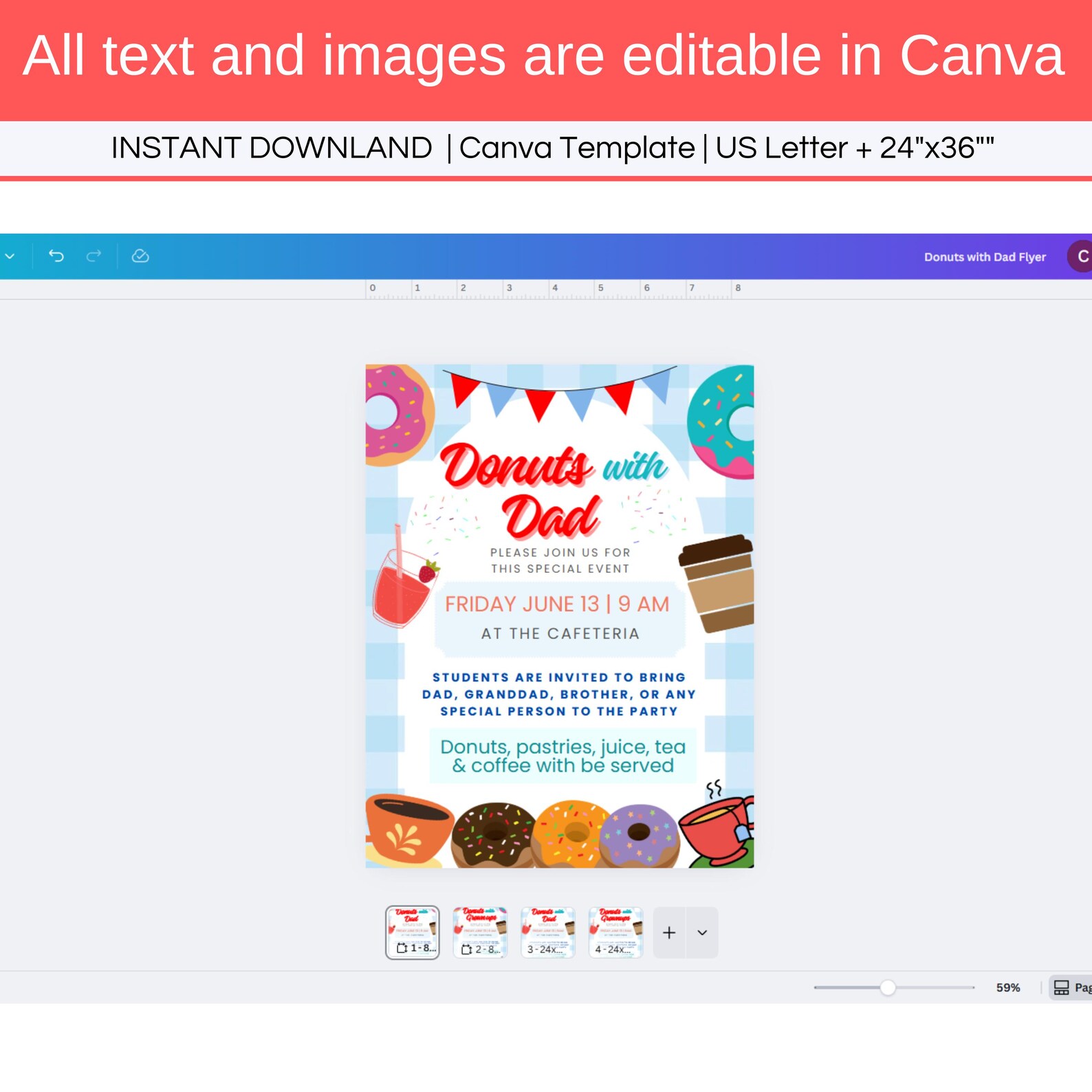 Donuts With Grownups Flyer, Donuts With Dad Flyers, Pastries With ...