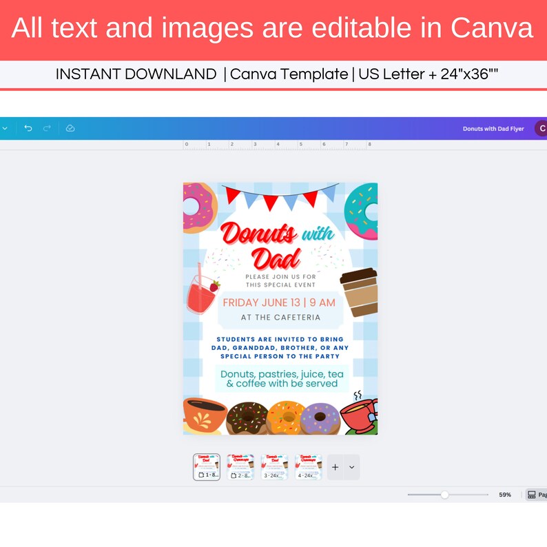 Donuts With Grownups Flyer, Donuts With Dad Flyers, Pastries With ...