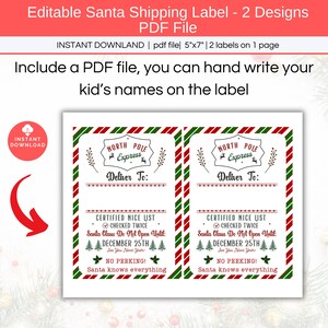 Package From Santa Shipping Label, Christmas Eve Box, Editable North ...
