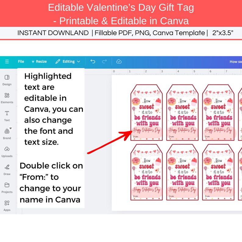 How Sweet It is to Be Friends With You Printable Valentine Gift Tags ...