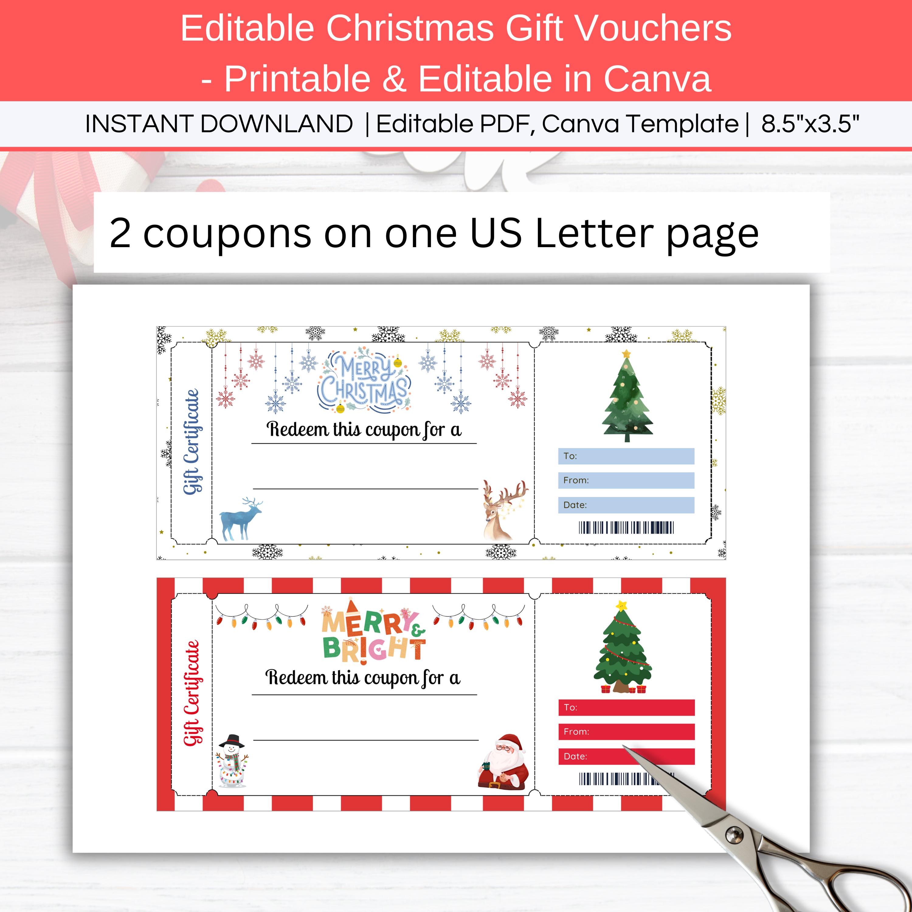 Printable Christmas Coupon, Editable DIY Custom Coupon Book, Merry ...