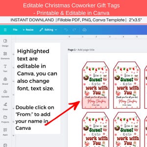 How Sweet It is to Work With You Christmas Gift Tag Printable, Holiday ...