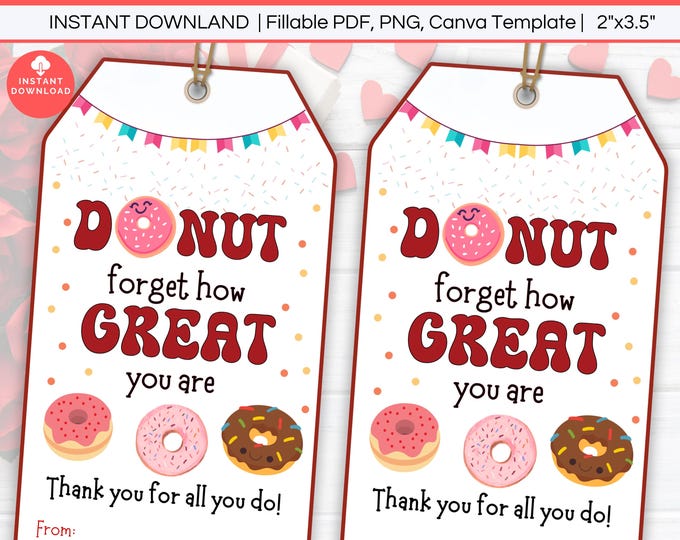 Donut Gift Tag for Teacher, Donut Forget About Me Printable, End of ...