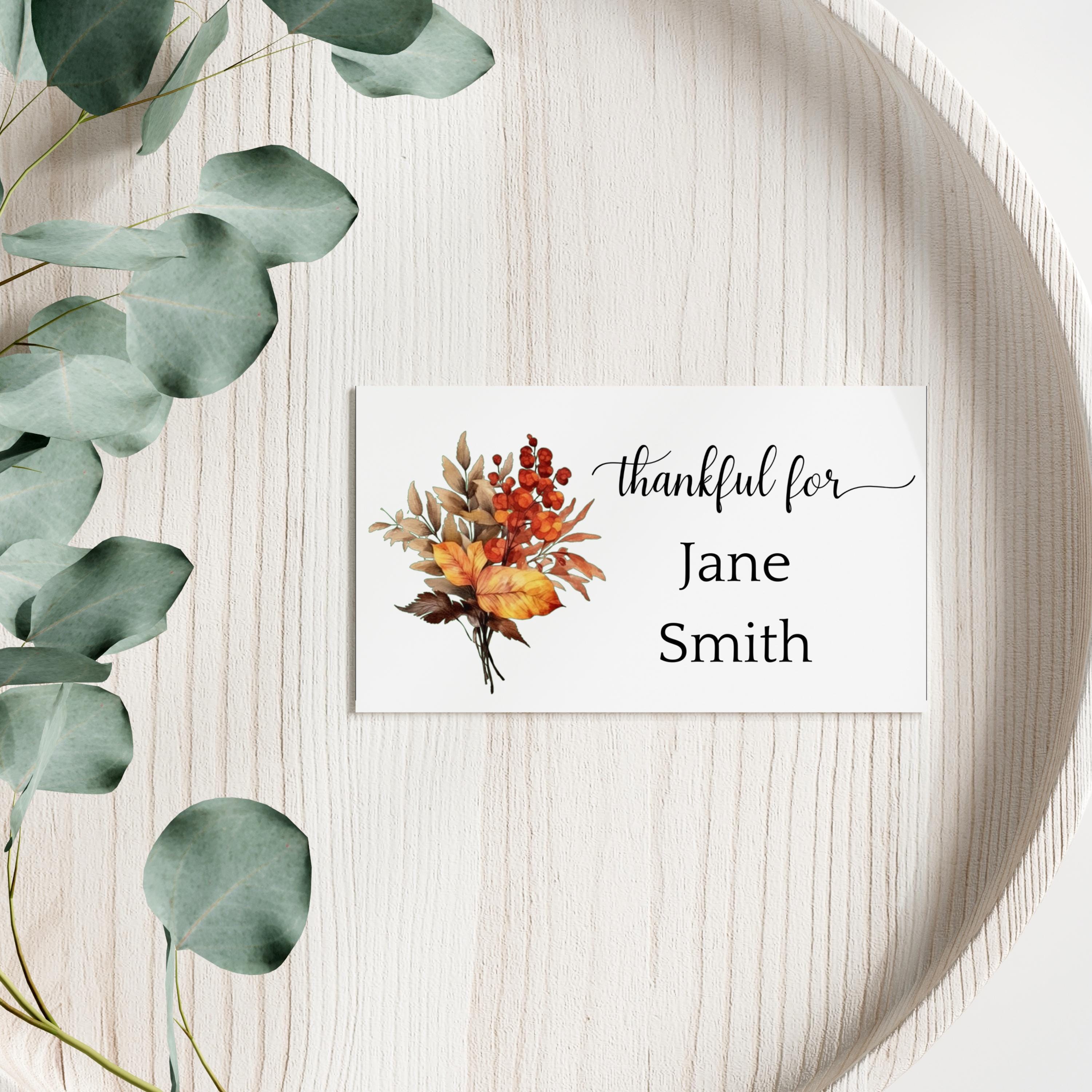 Thanksgiving Place Card Canva Template, Editable Thank You Place Card ...