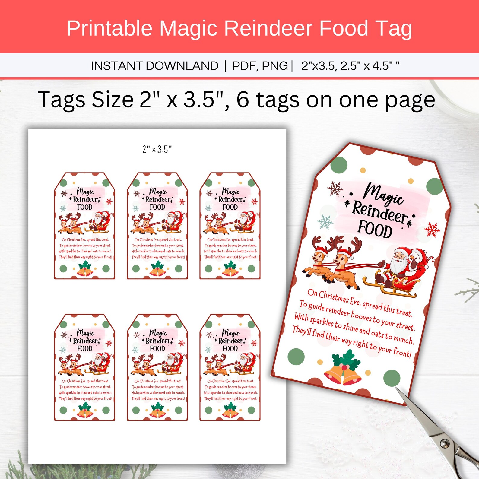 Magical Reindeer Food Tags Printable, Reindeer Food Card, Magic ...