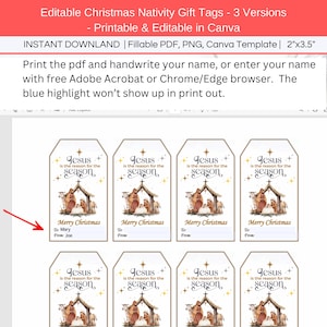 Jesus is the Reason for the Season Printable Gift Tag, Christmas ...