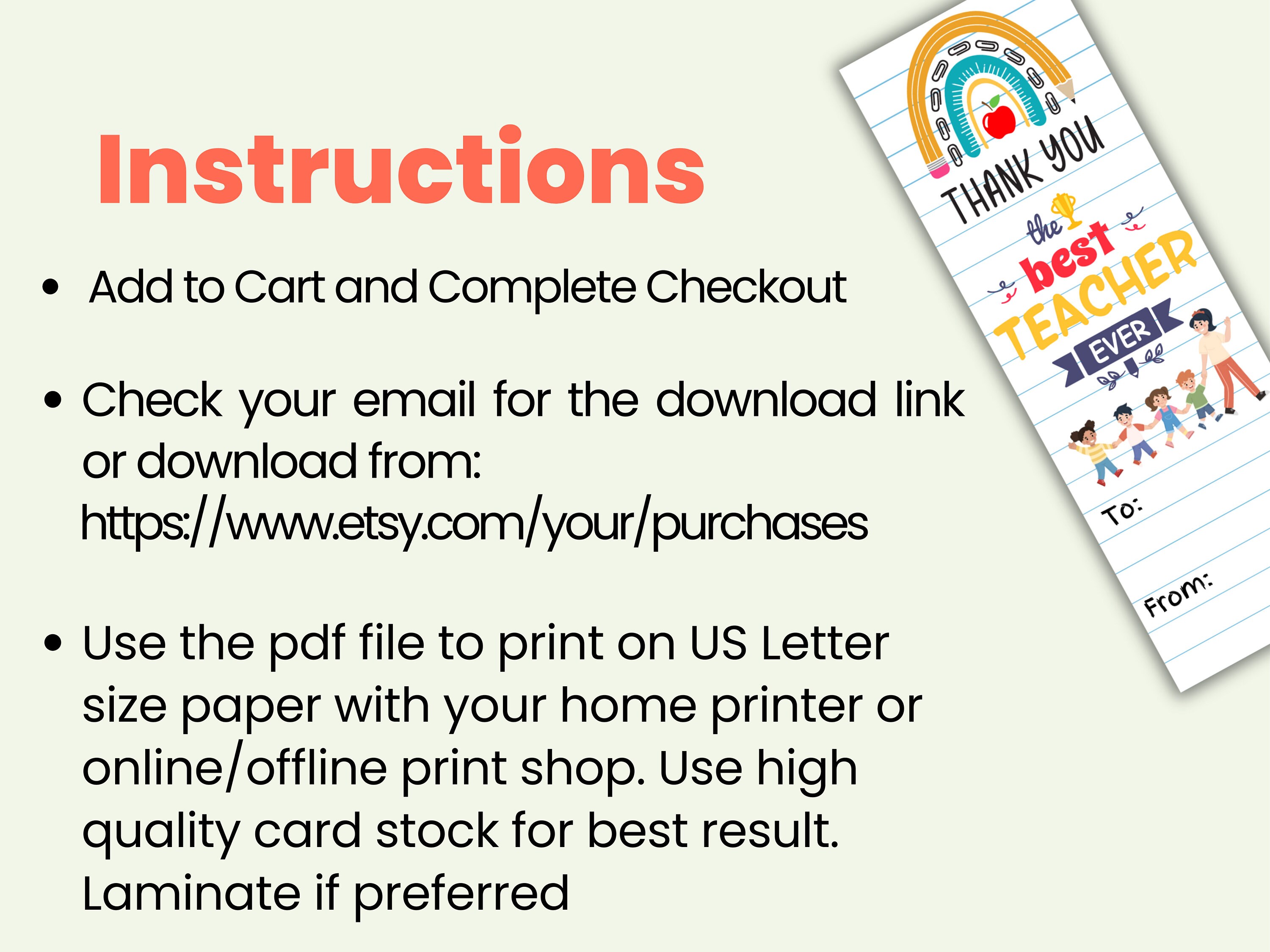 Printable Teacher Appreciation Bookmark Set, Teacher Bookmark, Thank ...