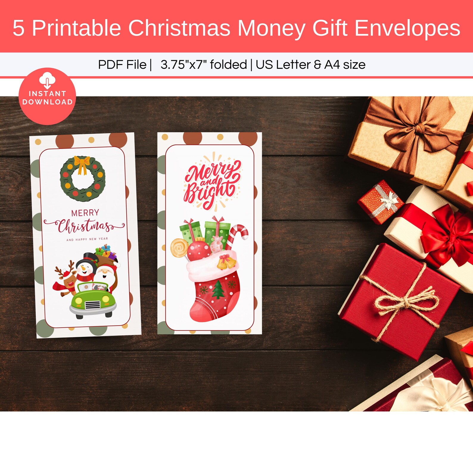 Christmas Money Gift Envelope Printable, Holiday Currency Envelope ...