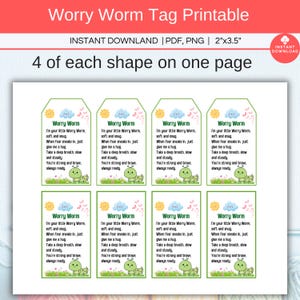 Worry Worm Tags, Printable Labels for Crochet Worms, Anxiety Relief ...