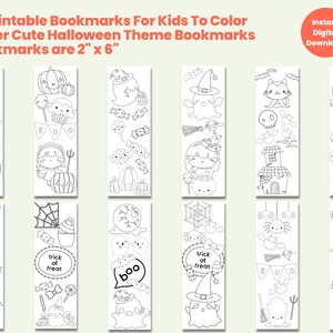 12 Printable Halloween Bookmarks for Kids to Color, Halloween Bookmarks ...