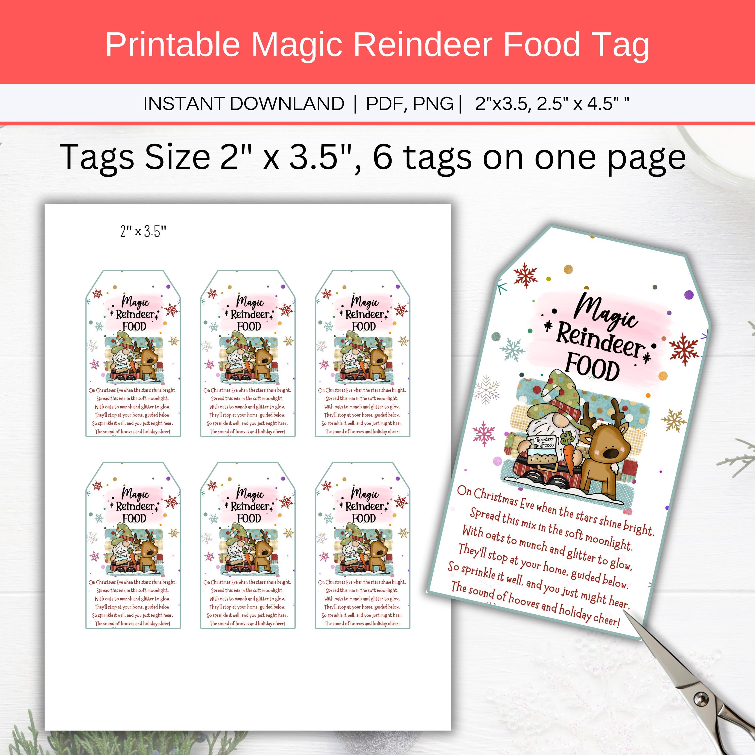 Magical Reindeer Food Tags Printable, Reindeer Food Card, Magic ...