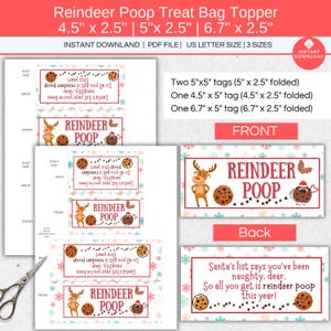 Reindeer Poop, Snowman Poop, Reindeer Poop Treat Bag Toppers, Reindeer ...