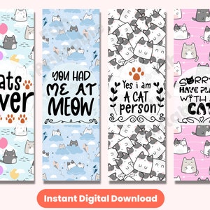 12 Printable Bookmarks Cats Theme With Funny Cat Quotes, Printable ...