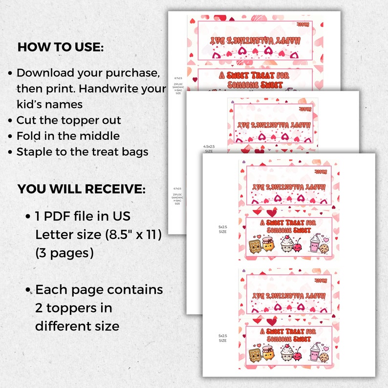 Printable Happy Valentine's Day Treat Bag Topper, Cookie Bag Tag Label ...