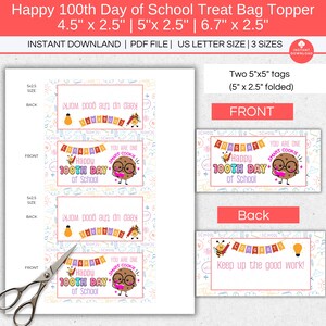 Happy 100th Day of School Treat Bag Topper Printable, 100 Days Smarter ...