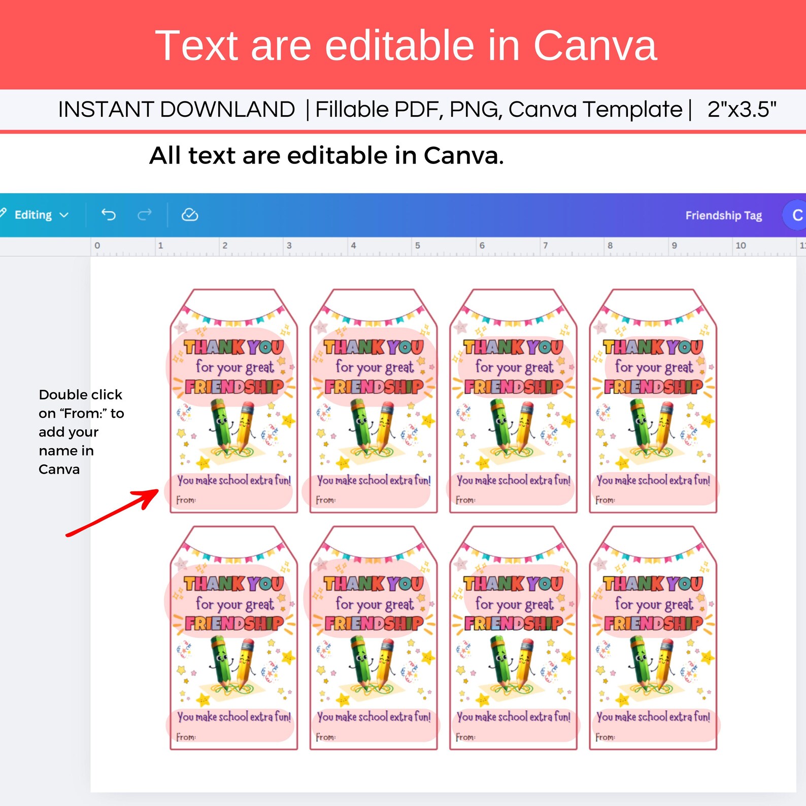 End of School Year Classmate Tags Printable, Editable Last Day of ...