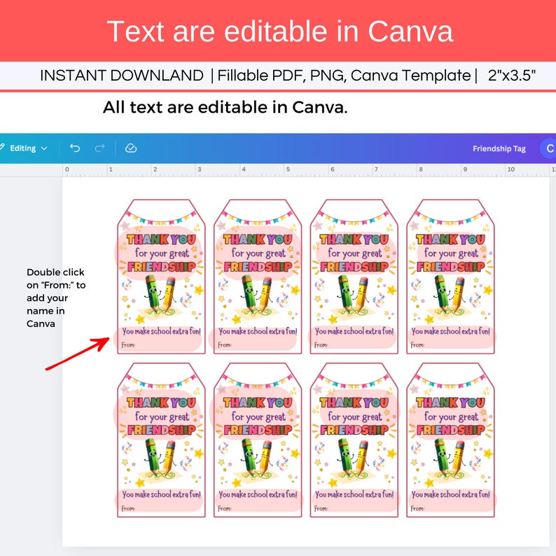 End of School Year Classmate Tags Printable, Editable Last Day of ...