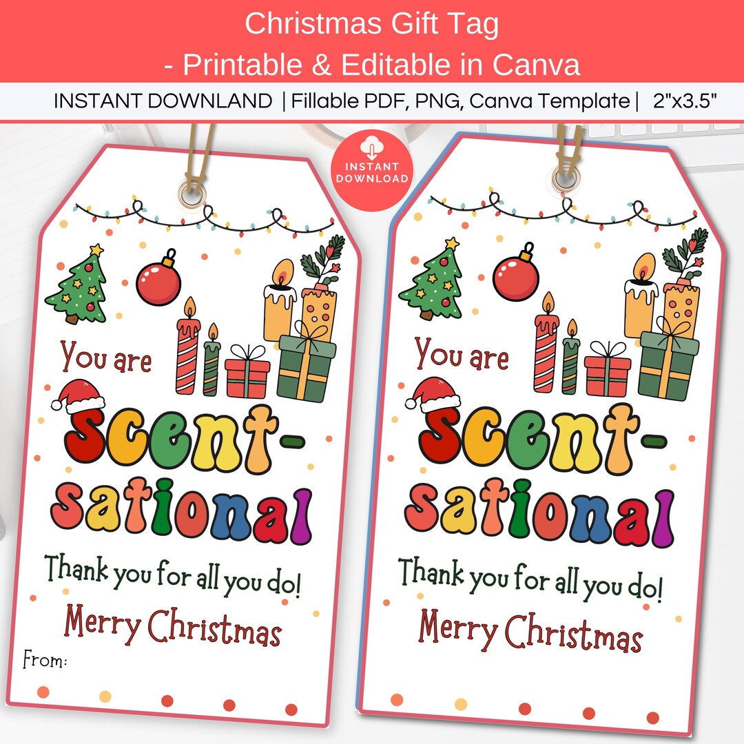 Candle Christmas Thank You Tag, Editable You Are Scent-sational ...