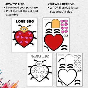 Build a Love Bug Cut and Paste Valentine's Day Craft Printable, Kid ...