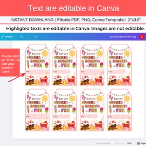 Summer Buckets of Fun Tag, Editable End of School Year Gift Tag ...