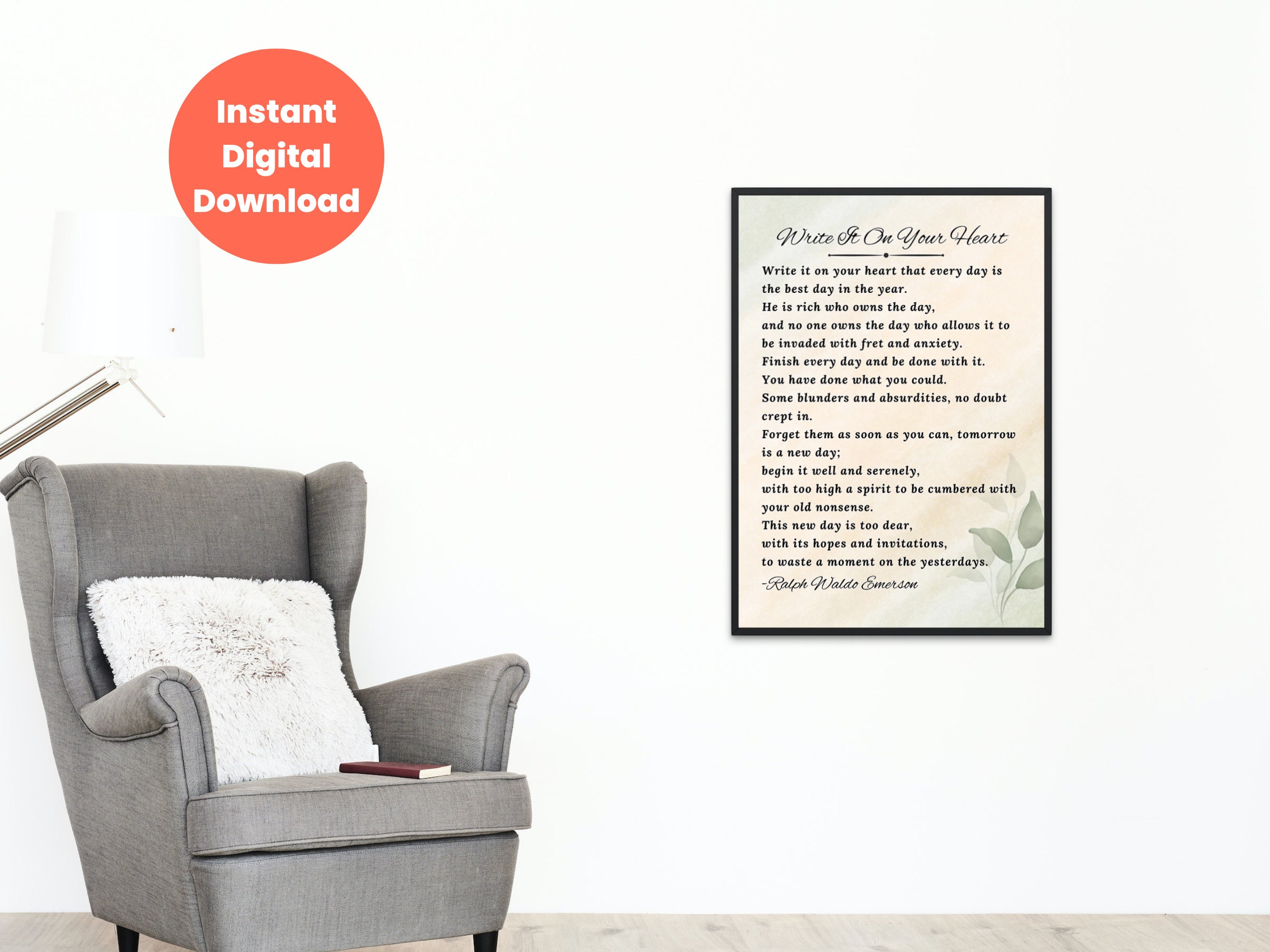 Write It on Your Heart Printable Poem Wall Art, Ralph Waldo Emerson ...