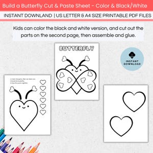 Build a Butterfly Cut and Paste Valentines Day Craft Printable, Kid ...