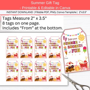 Summer Buckets of Fun Tag, Editable End of School Year Gift Tag ...