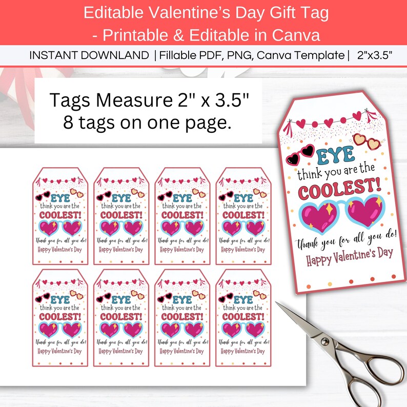 Sunglasses Valentine Tag Editable, You're the Coolest Kid Classroom ...