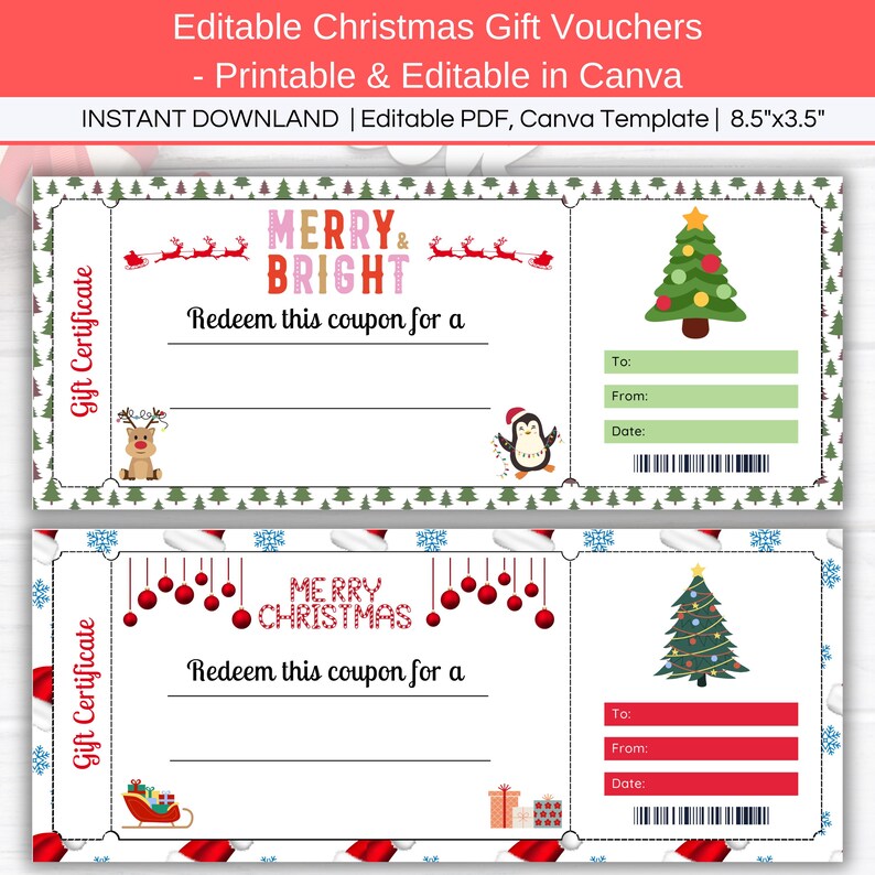 Printable Christmas Coupon, Editable DIY Custom Coupon Book, Merry ...