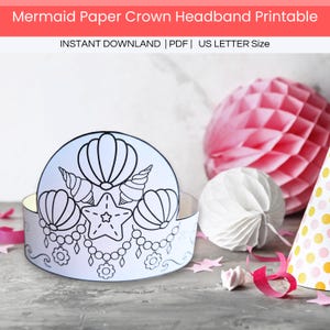 Mermaid Paper Crown Printable, Kid Under the Sea Ocean Princess ...