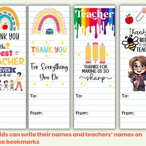 Printable Teacher Appreciation Bookmark Set, Teacher Bookmark, Thank ...