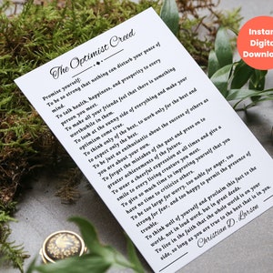 The Optimist Creed Promise Yourself by Christian D. Larson ...