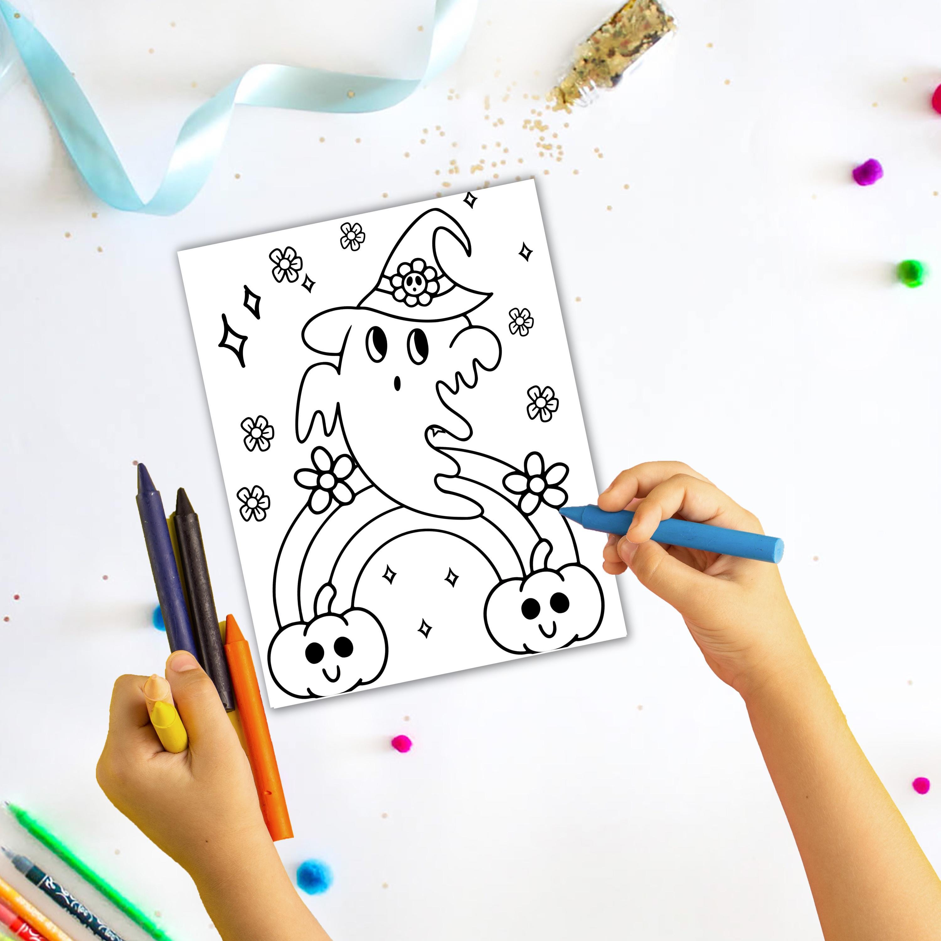 Retro Groovy Halloween Coloring Pages Printable, Bold and Easy Cute and ...
