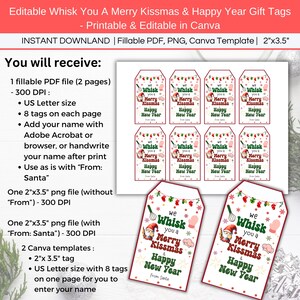 Editable We Whisk You a Merry Kissmas & Happy New Year Gift Tag, Baking ...
