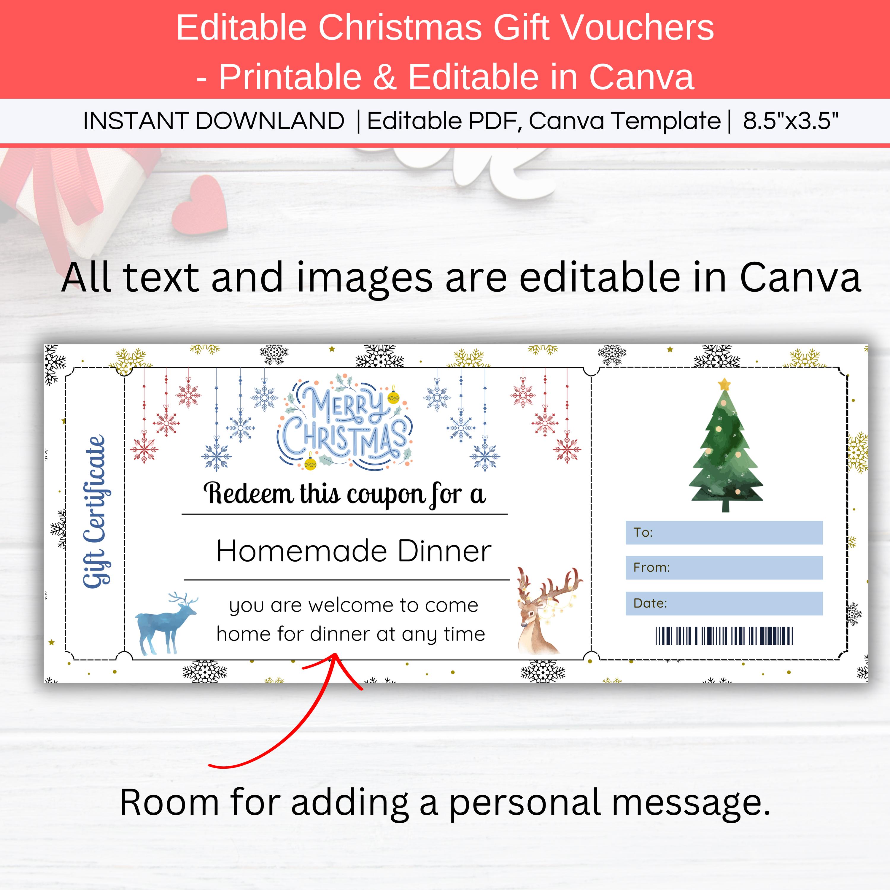 Printable Christmas Coupon, Editable DIY Custom Coupon Book, Merry ...