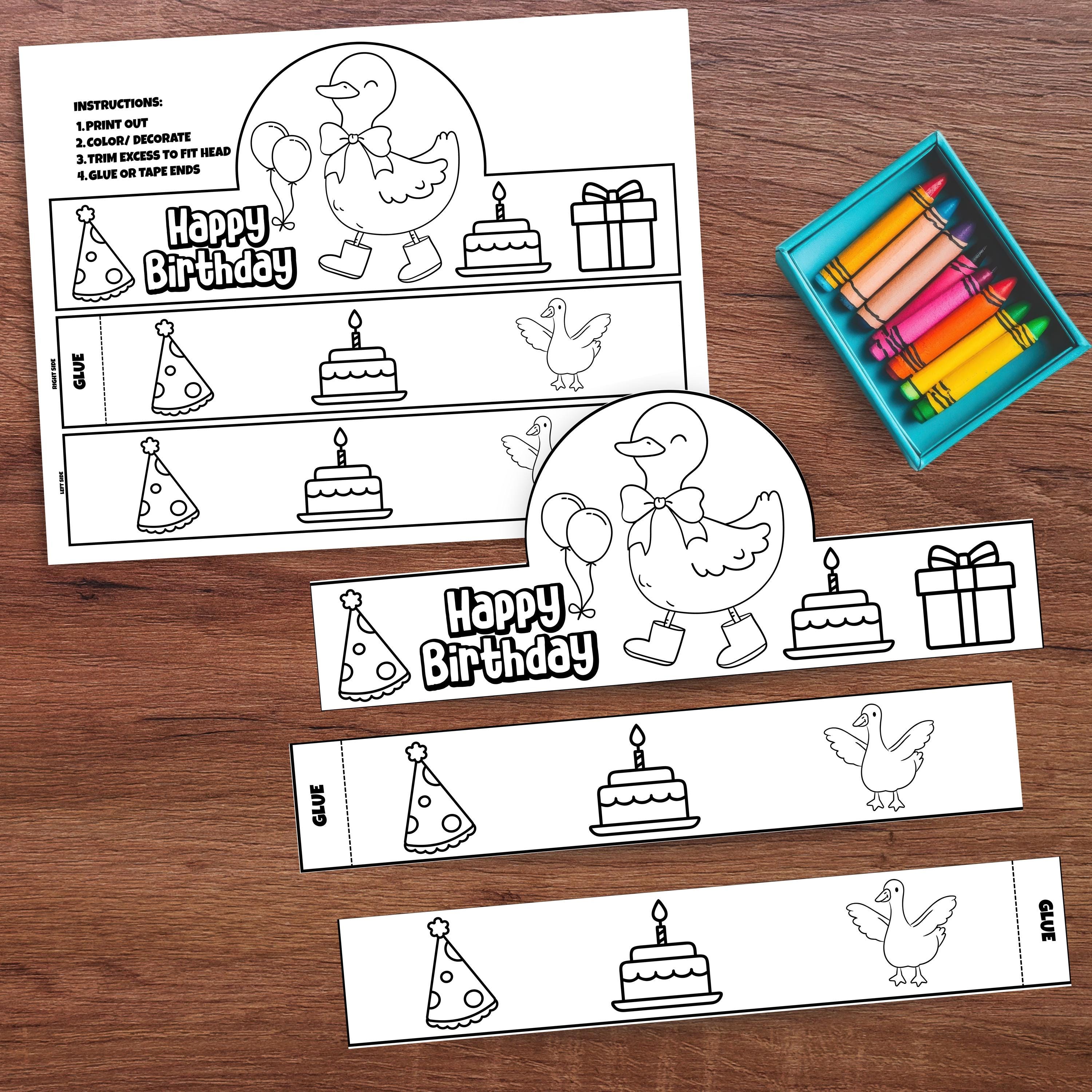 Silly Goose Paper Headband for Kids Printable, Birthday Party Coloring ...