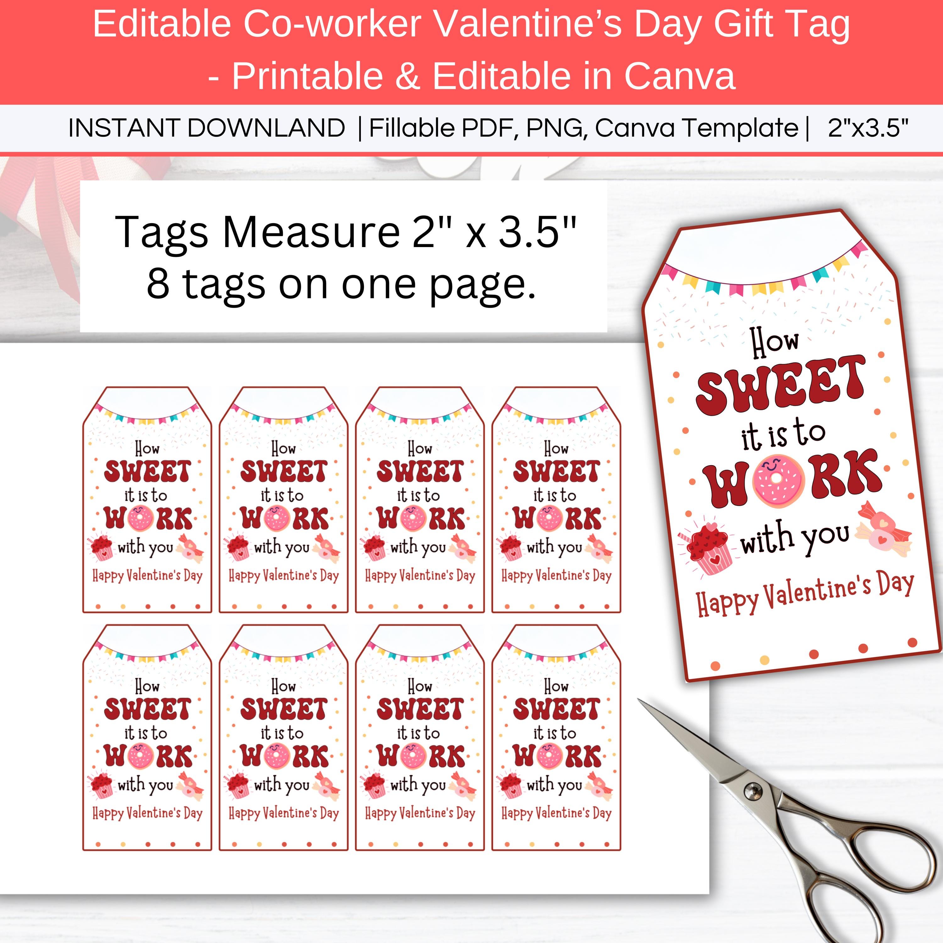How Sweet It is to Work With You Coworker Valentine Gift Tag, Editable ...
