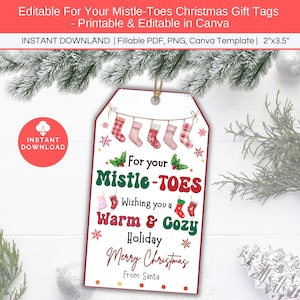 For Your Mistletoes Gift Tag, Christmas Fuzzy Cozy Socks Gift Label ...