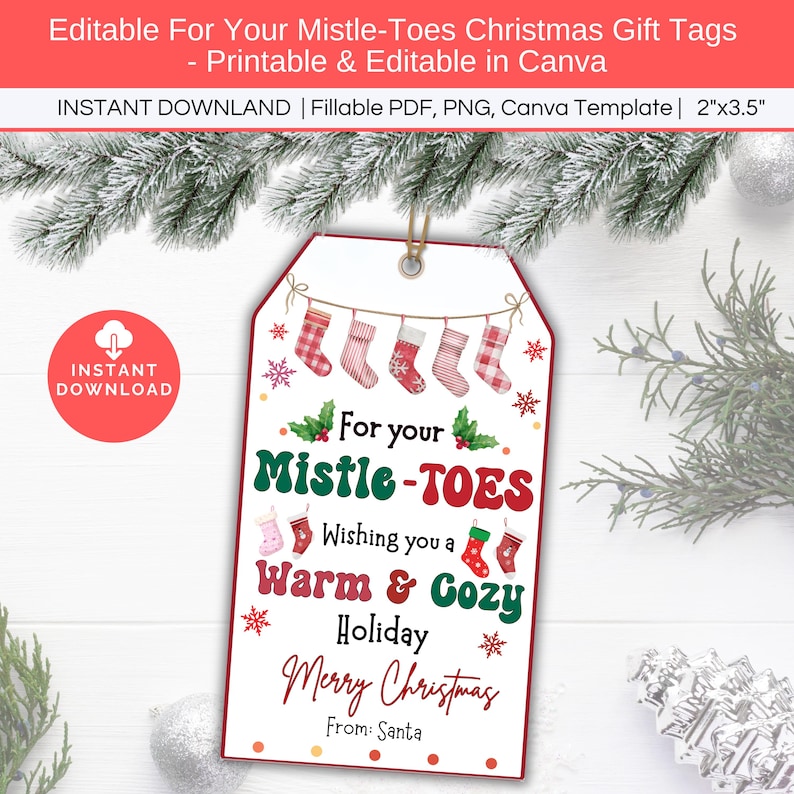 For Your Mistletoes Gift Tag, Christmas Fuzzy Cozy Socks Gift Label ...
