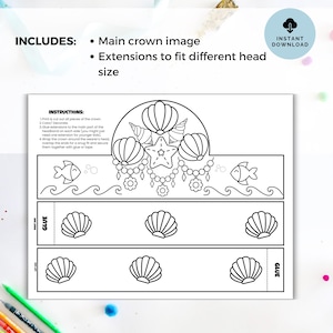 Mermaid Paper Crown Printable, Kid Under the Sea Ocean Princess ...