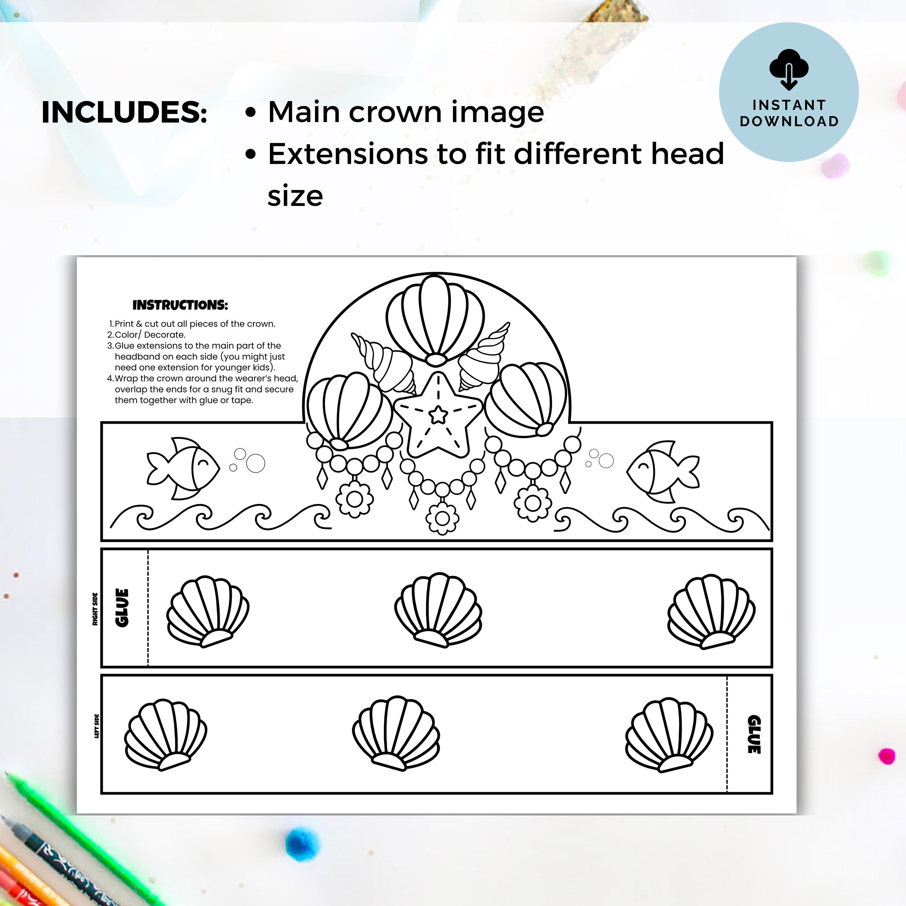 Mermaid Paper Crown Printable, Kid Under the Sea Ocean Princess ...