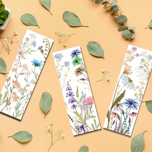 12 Wild Flower Themed Printable Bookmark Set, Watercolor Floral Flower ...