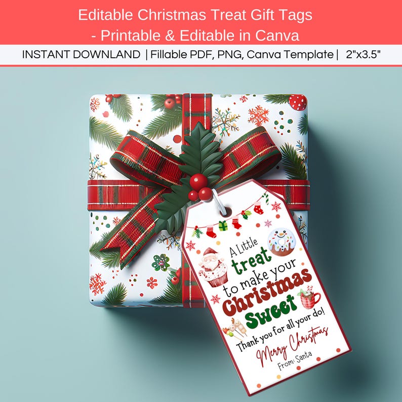 A Little Treat to Make Christmas Sweet, Editable Christmas Treat Tag ...