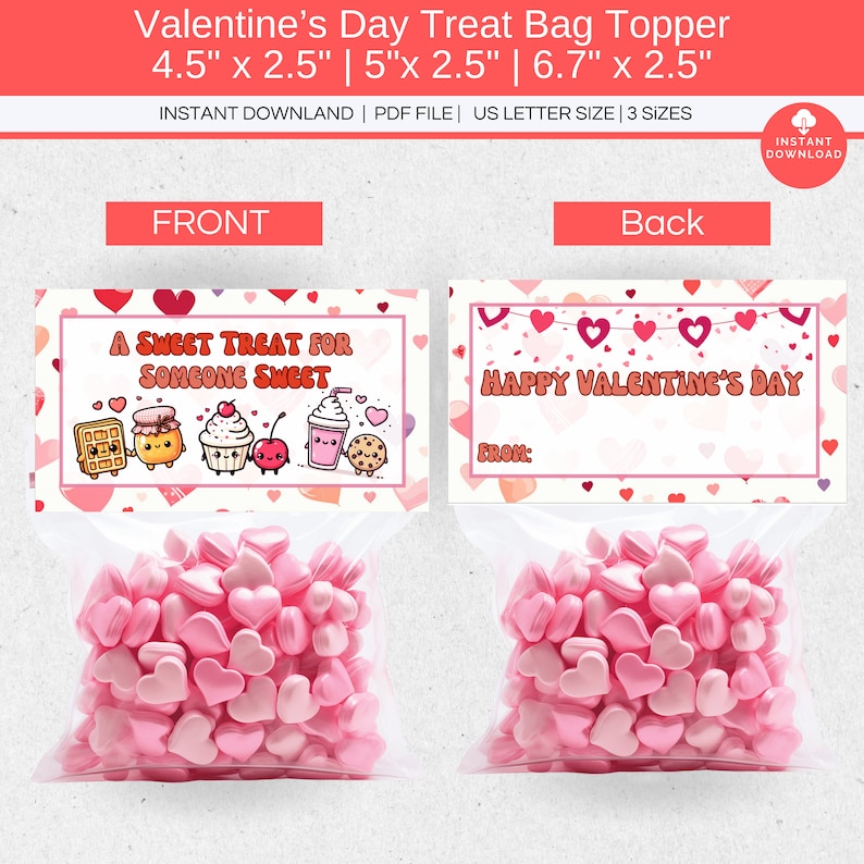 Printable Happy Valentine's Day Treat Bag Topper, Cookie Bag Tag Label ...