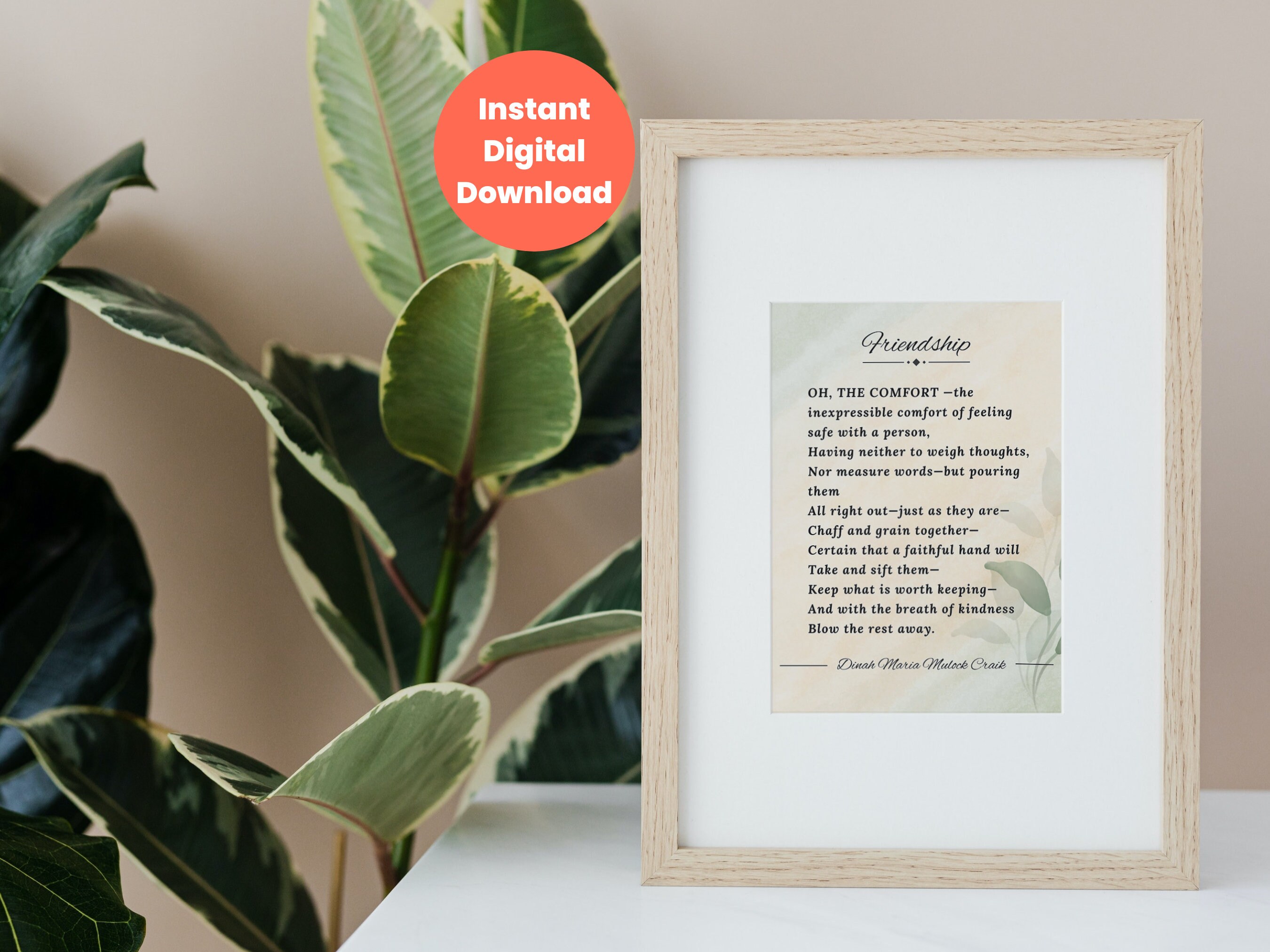 Friendship by Dinah Maria Mulock Craik Printable Poem Wall Art About ...