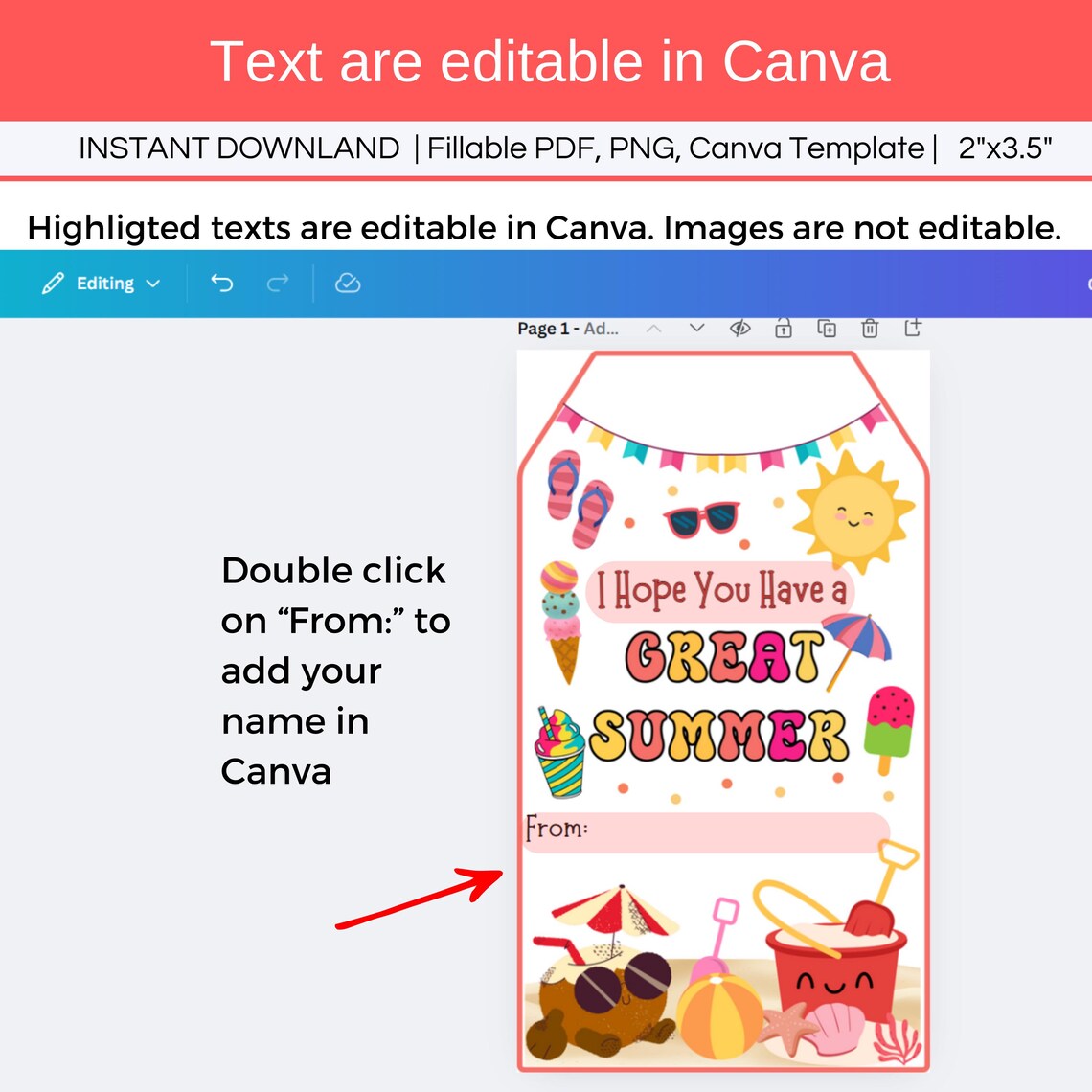 Hope You Have Great Summer Tag Editable, Printable End of School Year ...